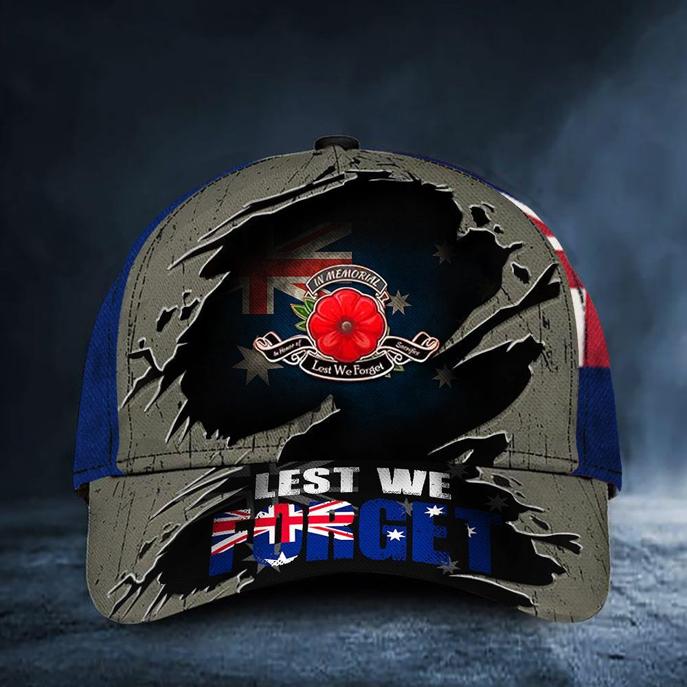 Lest We Forget Poppy Australian Flag Hat Remembrance Anzac Day Veteran ...