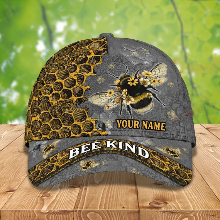 Personalized Bee Cap for Farmer, Cute Bee Hat for Dad, Hive Art Be Kind ...